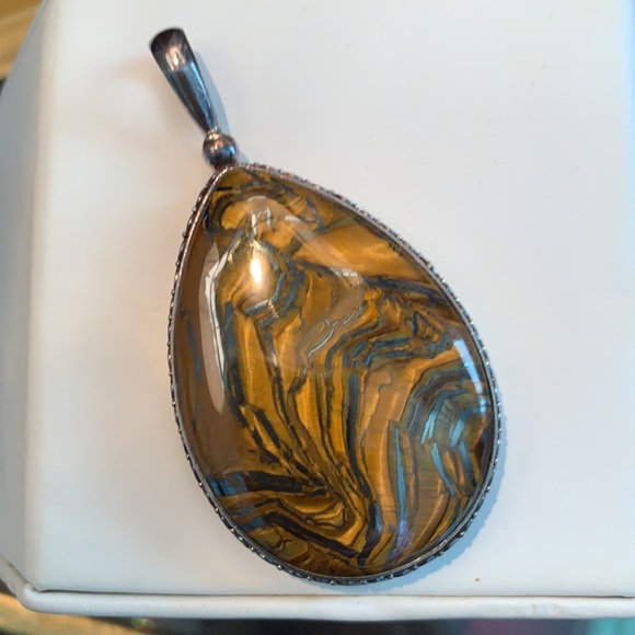 Sajen | Jewelry | Sajen Tiger Iron Trimmed In 925 Sterling Pendant ...